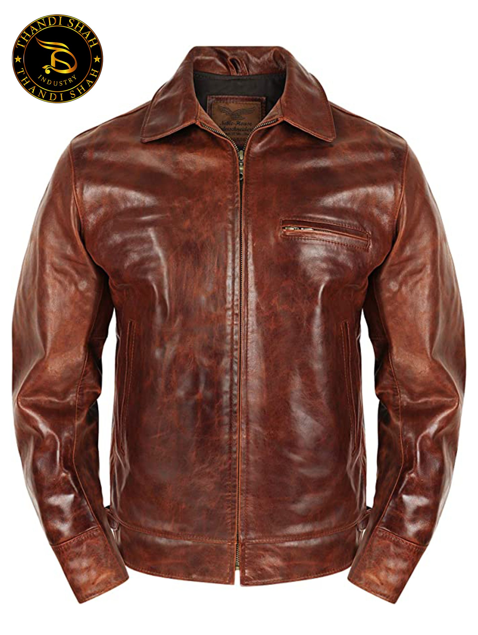 Men’s Brown Simple & Stylish Leather Jacket – Thandishah
